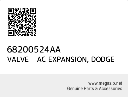 68200524AA - VALVE AC EXPANSION, DODGE OEM | Megazip.net