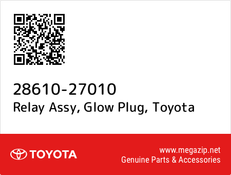 28610-27010 - Relay Assy, Glow Plug, Toyota OEM | Megazip.net