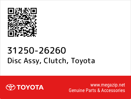 31250-26260 - Disc Assy, Clutch, Toyota OEM | Megazip.net