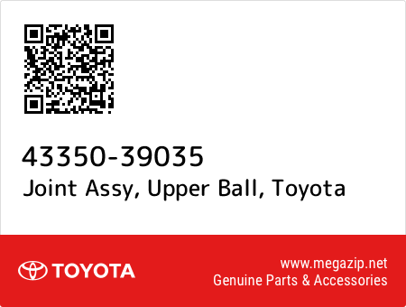 43350-39035 - Joint Assy, Upper Ball, Toyota OEM | Megazip.net