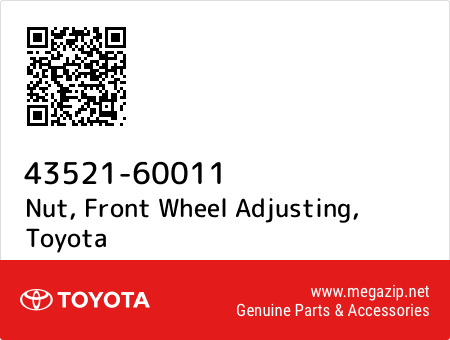 43521-60011 - Nut, Front Wheel Adjusting, Toyota OEM | Megazip.net