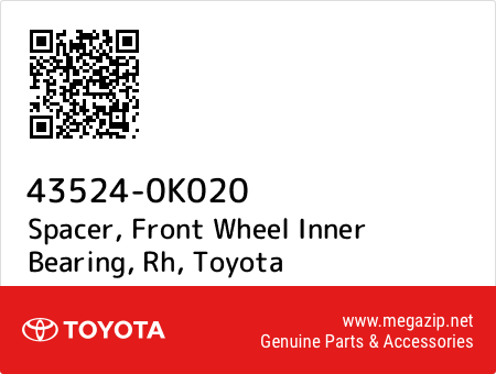 43524-0K020 - Spacer, Front Wheel Inner Bearing, Rh, Toyota OEM ...