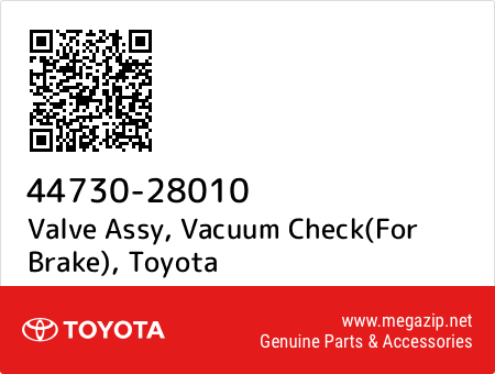 44730-28010 - Valve Assy, Vacuum Check(For Brake), Toyota OEM | Megazip.net