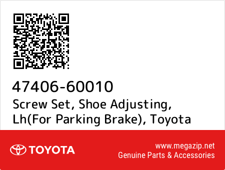 47406-60010 - Screw Set, Shoe Adjusting, Lh(For Parking Brake), Toyota ...