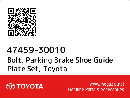 47459-30010 - Bolt, Parking Brake Shoe Guide Plate Set, Toyota OEM ...
