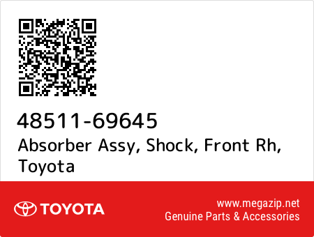 48511-69645 - Absorber Assy, Shock, Front Rh, Toyota OEM | Megazip.net