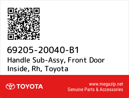 69205-20040-B1 - Handle Sub-Assy, Front Door Inside, Rh, Toyota OEM ...