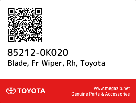 85212-0K020 - Blade, Fr Wiper, Rh, Toyota OEM | Megazip.net