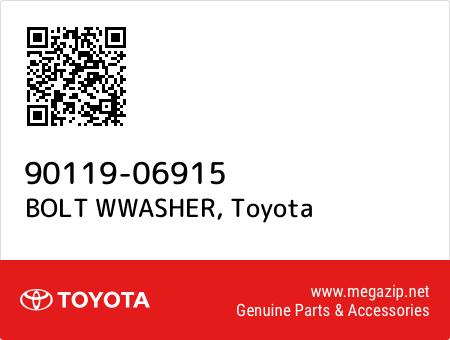 90119-06915 - BOLT WWASHER, Toyota OEM | Megazip.net