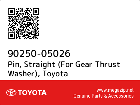 90250-05026 - Pin, Straight (For Gear Thrust Washer), Toyota OEM ...