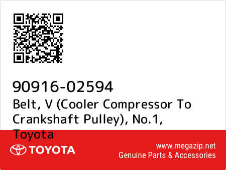 90916-02594 - Belt, V (Cooler Compressor To Crankshaft Pulley), No.1 ...