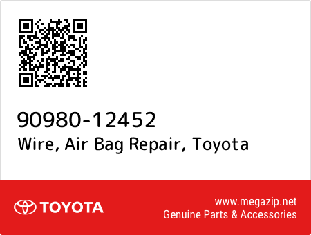 90980-12452 - Wire, Air Bag Repair, Toyota OEM | Megazip.net